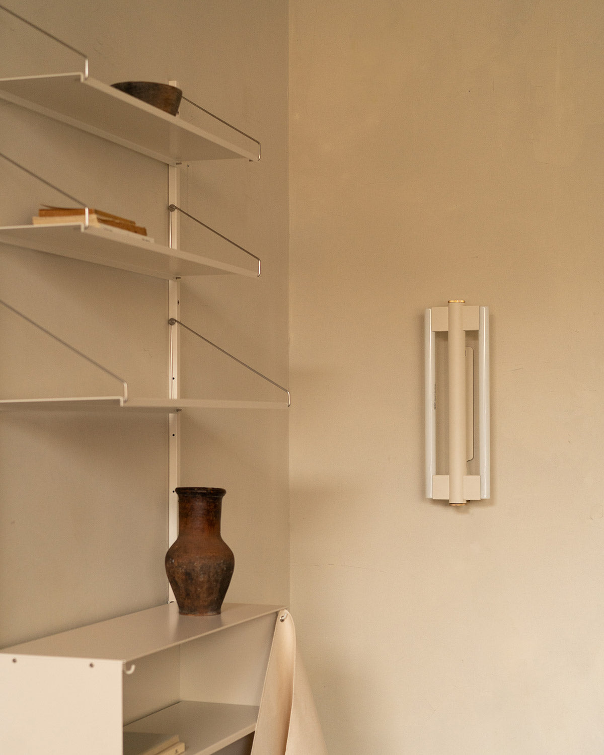 Shelf Library Canvas Cabinet Section | Warm White Steel / Canvas | H18 ...