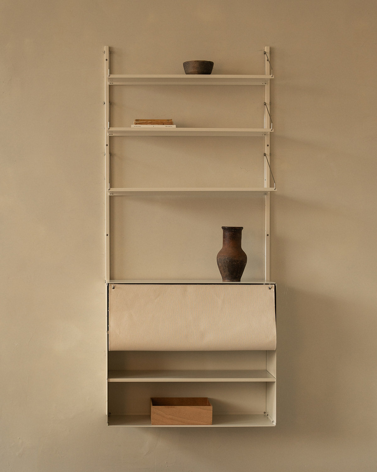 Shelf Library Canvas Cabinet Section | Warm White Steel / Canvas | H18 ...