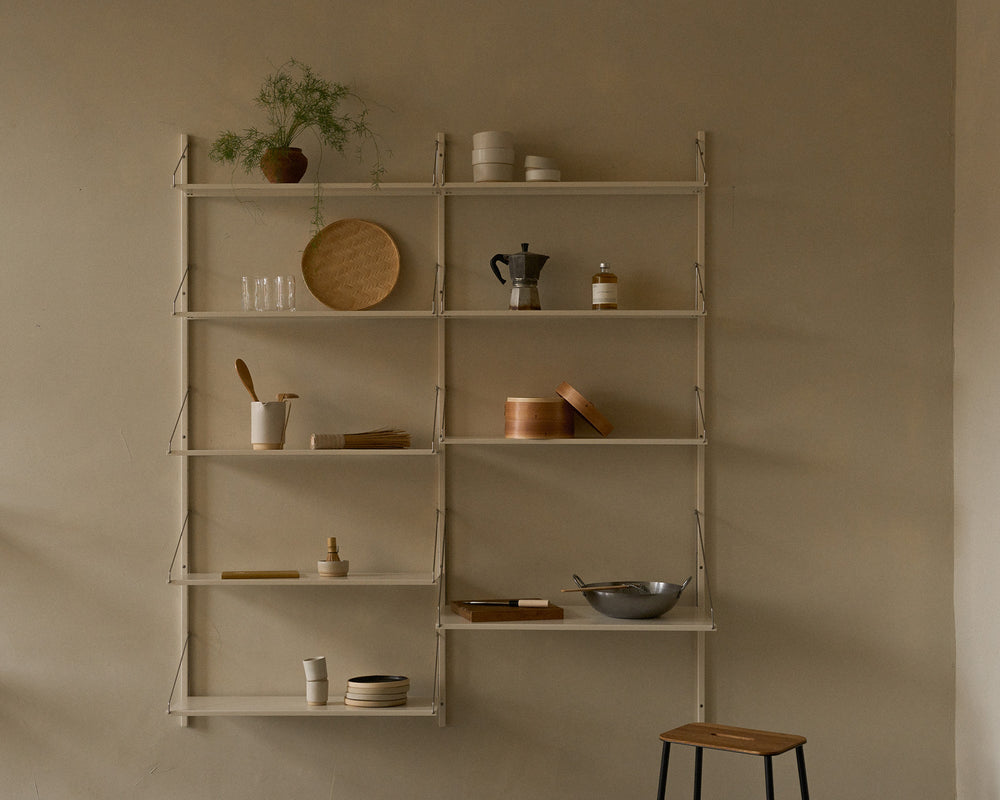 Shelf Library Double Section | Warm White Steel | H185.2 / W80 – FRAMA